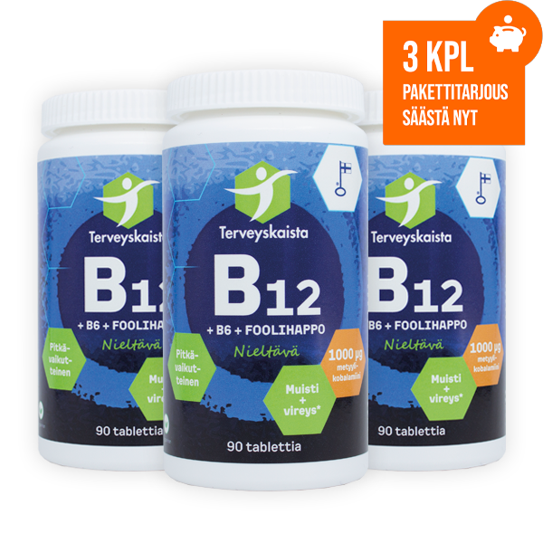 B12 + B6 + Foolihappo (nieltävä) | 3 kpl Pakettitarjous